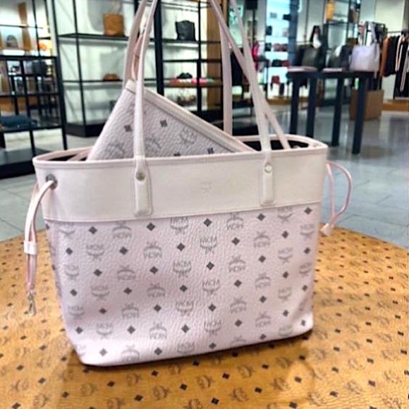MCM | Bags | Mcm Aren Powder Pink Visetos Medium Tote With Removable ...